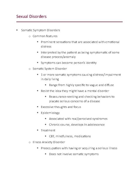 Sexual Disorders Sexual Disorders Somatic Symptom Disorders O Common