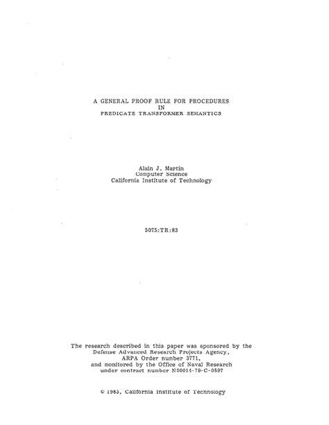 Pdf A General Proof Rule For Procedures In Predicate Transformer