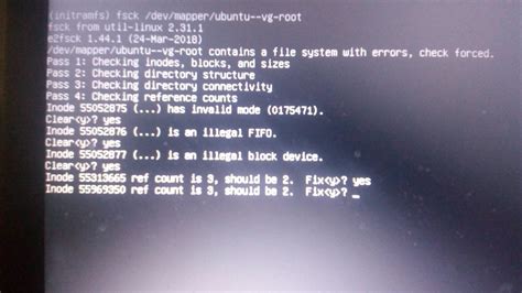 Boot Infinite Scrolling Random Numbers On Screen After Running Fsck Manually Ask Ubuntu