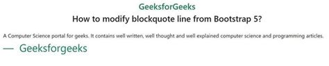 How To Modify Blockquote Line From Bootstrap 5 Geeksforgeeks