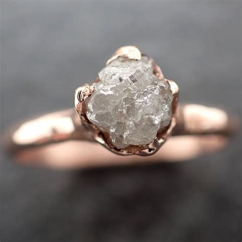 Raw Diamond Engagement Ring Rough Uncut Diamond Solitaire Recycled 14k