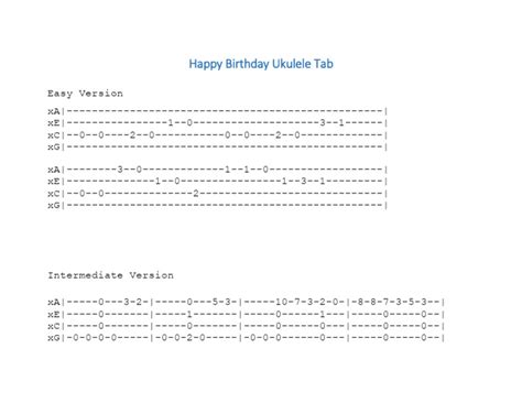 Happy Birthday Tab Uke Pdf