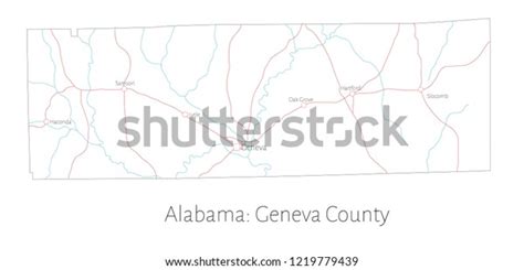 Detailed Map Geneva County Alabama Usa Stock Vector Royalty Free
