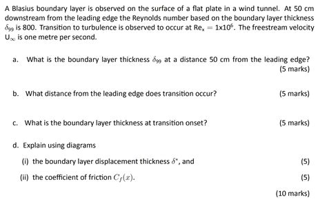 solved problema blasius boundary layer is observed on the