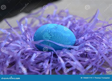 Colorful Easter Egg On Purple Grass Stock Image Image Of Holiday