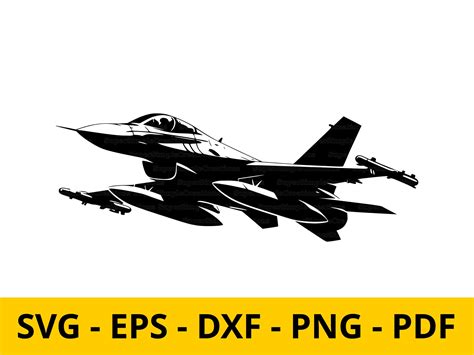 F 16 Fighting Falcon Silhouette Cut Files Svg Eps Dxf And Png
