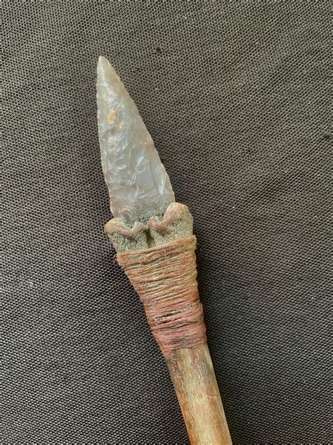 Stone Age Knife Texas Chert Blade Hafted To Whitetail Deer Leg Bone