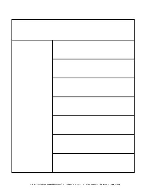 Graphic Organizer Templates One Column Seven Rows Chart Planerium