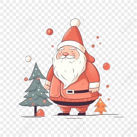 크리스마스 트리 만화 일러스트와 함께 산타 클로스 장식 패턴 산타클로스 Png 일러스트 무료 다운로드 Lovepik