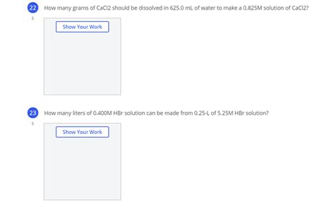 Solved 22 How Many Grams Of Cacl2 Should Be Dissolved In