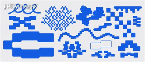 Blue Pixel Art Bitmap Simple Element 이미지 2153741608 게티이미지뱅크