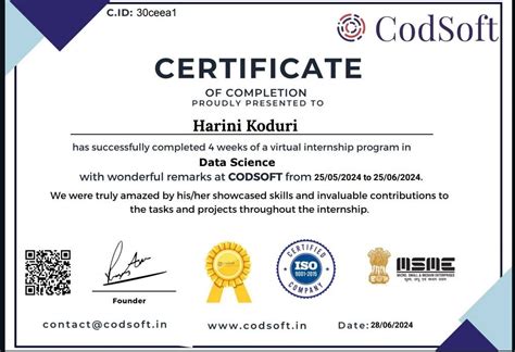 Harini Koduri On Linkedin Internship Datascience Codsoft