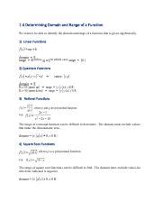 Understanding Domain And Range Of Algebraic Functions Linear Course Hero
