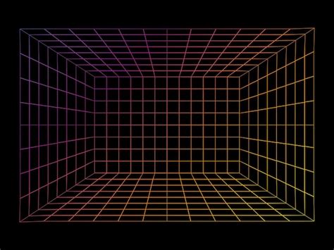 Premium Vector D Wireframe Grid Room Abstract Perspective Geometric Shape Cube With Perspective