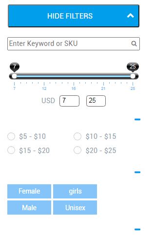 Hide Filters Button And Hide Filter By Title Click WBW Hide Filters