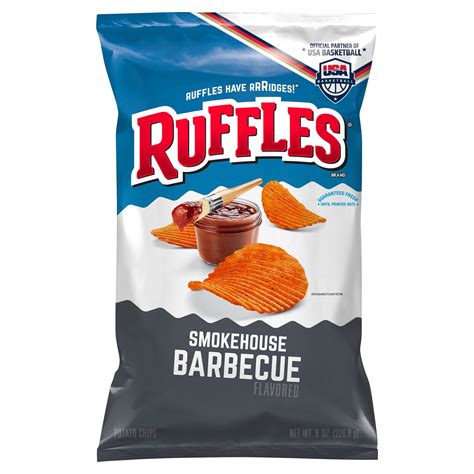 Ruffles Potato Chips Smokehouse Bbq Flavor 8 Ounce Bag
