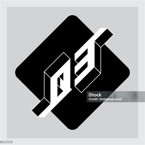 Q 및 3 모노그램 또는 로고타입 디자인을 위한 아이소메트릭 3d 글꼴입니다 다이아몬드 모양의 기판에 3차원 문자 Q3 문자 로고 또는 코드 0명에 대한 스톡 벡터 아트 및