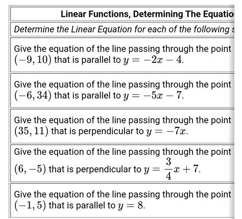 Solved Table[[linear Functions Determining The