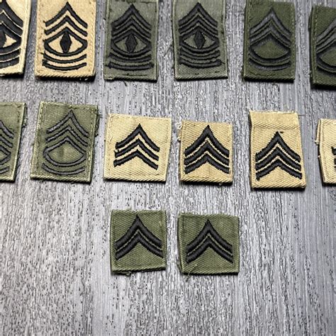 Us Army Rank Insignia Patches Lot Of 14 Vintage Embroidered Patches
