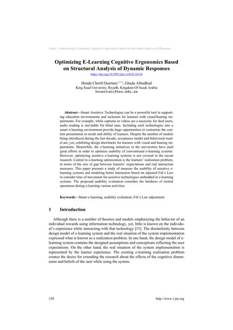 Pdf Optimizing E Learning Cognitive Ergonomics Based On Structural Analysis Of Dynamic Responses