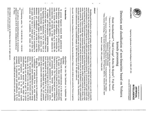 Pdf Detection And Classification Of Non Linearities Based On Volterra Kernels Processing