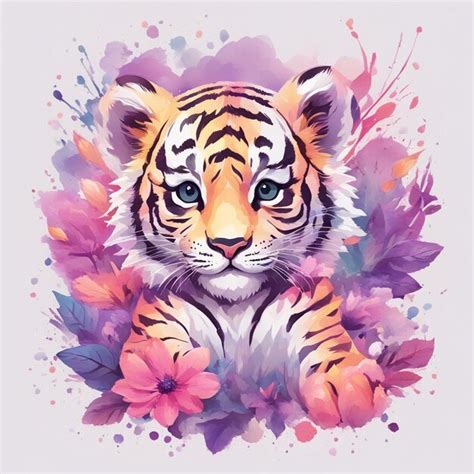 Premium Photo A Watercolor Style Pastel Color Beautiful Tiger With