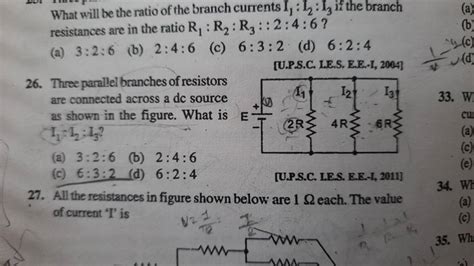 Three Parallel Branches Of Resistors Are Connected Across A Dc Source As