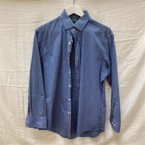 Polo Ralph Lauren Womens Shirt Size 16 5 Black Blue Striped White