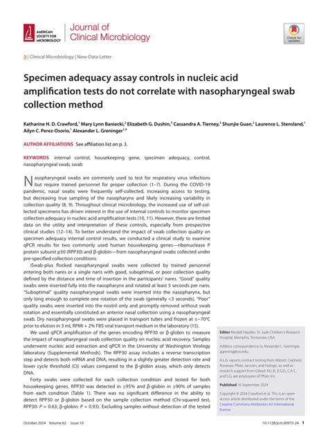 Pdf Specimen Adequacy Assay Controls In Nucleic Acid Amplification