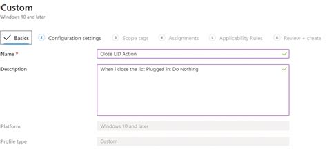 Configure Lid Close Action Using Intune