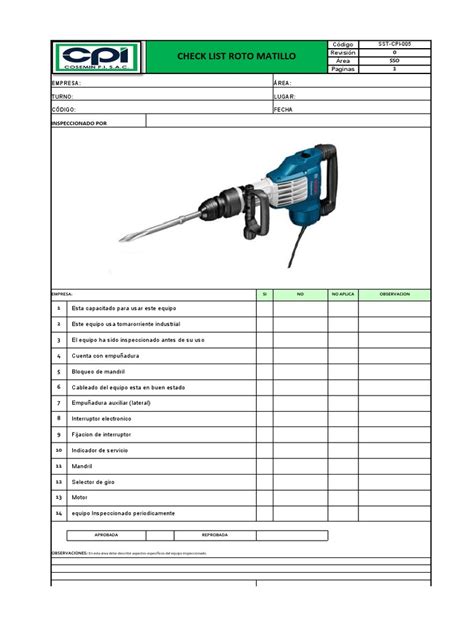 Sst-Cpi-005 Check List Roto Martillo Martillo Demoledor | PDF