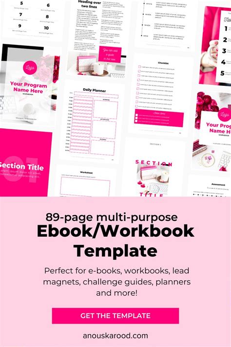 Ebook And Workbook Template Ashley Anouska Rood Workbook Template Workbook Workbook Layout