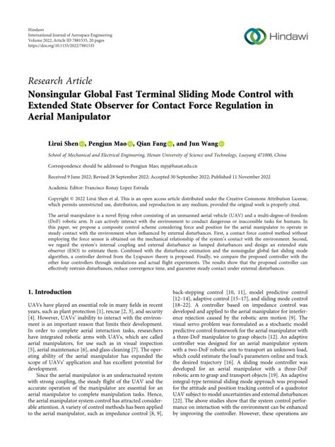 Pdf Nonsingular Global Fast Terminal Sliding Mode Control With