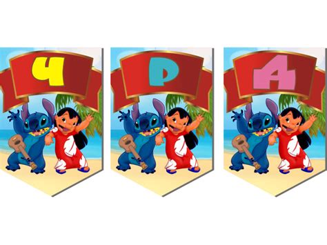 Флагчета за Рожден Ден с името на детето модел 50082 с Лило и Стич