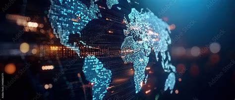 Photo And Art Print Digital World Map With Data Visualization Elements In A Futuristic Design Seksan