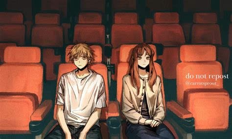 Safebooru 1boy 1girl Blonde Hair Cardigan Carrotsprout Chainsaw Man
