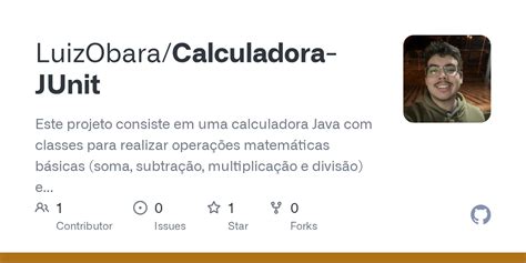 Github Luizobaracalculadora Junit Este Projeto Consiste Em Uma Calculadora Java Com Classes