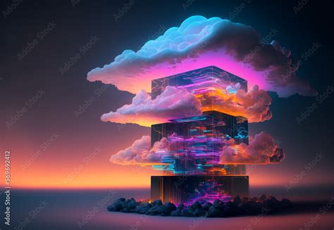 Concept Art Of Cloud Computing With A Gradient Of Colors And Swirling Clouds Representing The