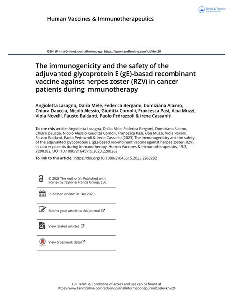 Pdf The Immunogenicity And The Safety Of The Adjuvanted Glycoprotein