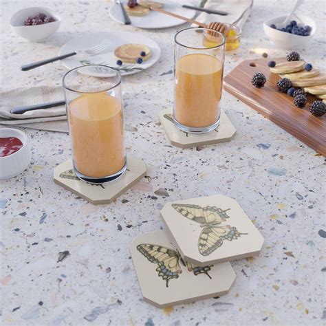Butterfly Ii Coaster By Giulia Borsi Set Of 4 Wooden Coasters Coasters Coaster Design