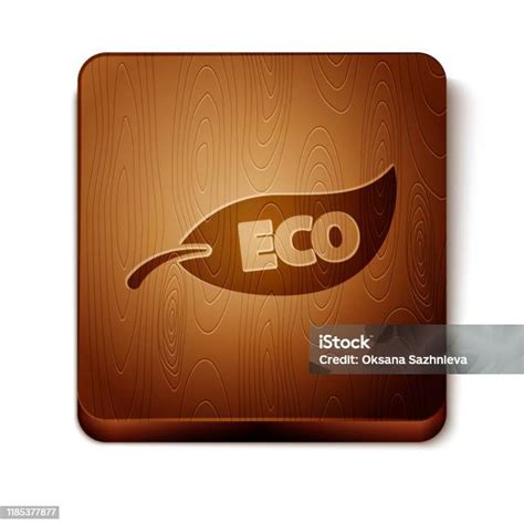 갈색 잎 에코 기호 아이콘 흰색 배경에 격리 배너 라벨 태그 로고 에코 그린 스티커 나무 사각형 버튼입니다 벡터 일러스트레이션 0명에 대한 스톡 벡터 아트 및 기타 이미지