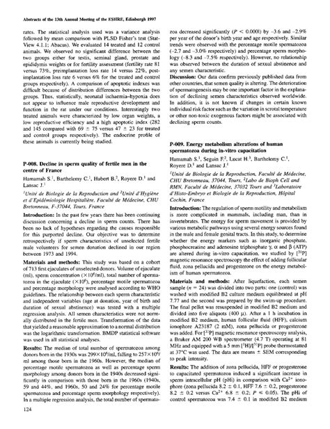 PDF P Decline In Sperm Quality Of Fertile Men In The Centre Of France