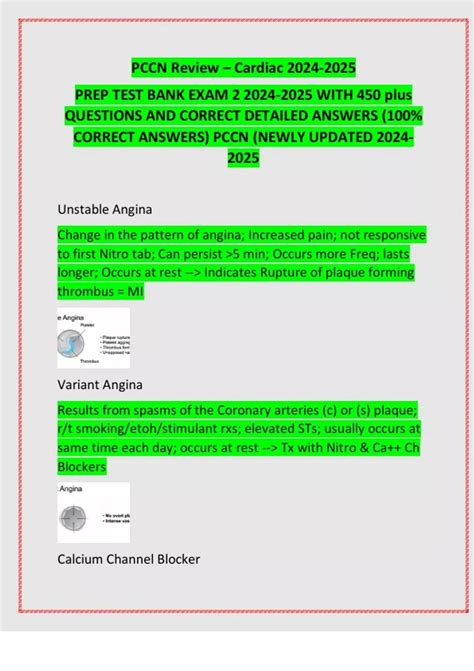 Pccn Review Cardiac Prep Test Bank Exam 2 With 450 Plus Questions And Correct Detailed Answers