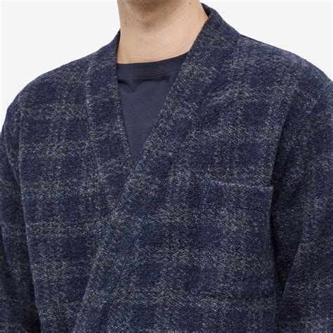 Universal Works Check Wool Fleece Kyoto Work Jacket Navy End Au