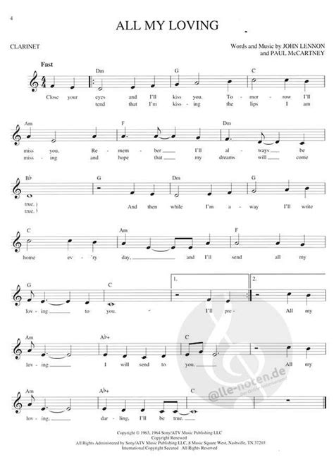 Clarinet Sheet Music Pop Easy