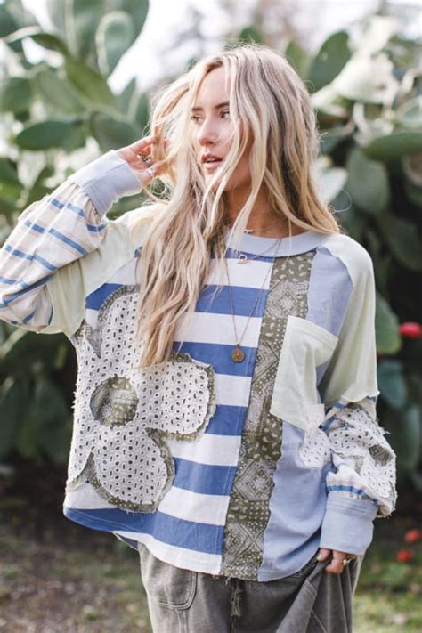 Daisy Darling Patchwork Top Blue Three Bird Nest