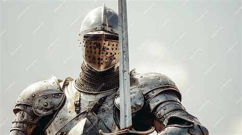 Premium Photo Cropped Shot Of Knight In Armor Gripping Sword Isolated