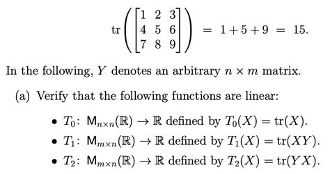 solved the trace of a square matrix a written tr a is the