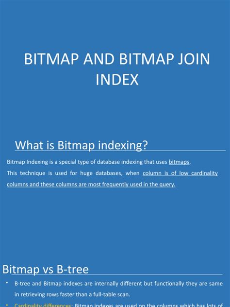 Bitmap And Bitmap Join Index Pdf Database Index Data