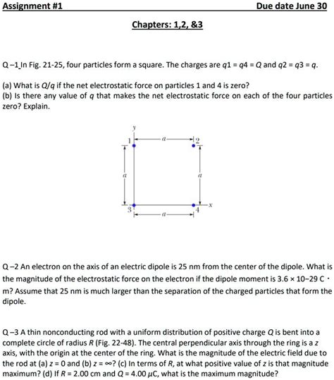 Solved Assignment 1 Due Date June 30 Chapters 1 2 3 Q 1 In Fig 21 25 Four Particles